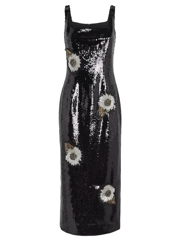 Huishan Zhang Embellished Marilyn Midi Dress - Black