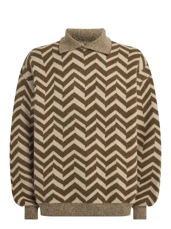 Emporio Armani Wool-blend Chevron Jacquard Sweater - Brown
