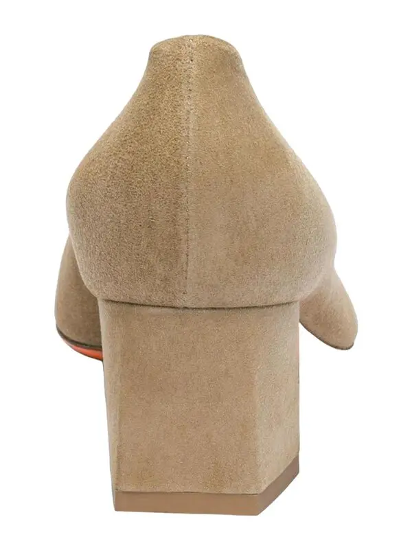 Santoni Suede Block Heel Pumps - Beige