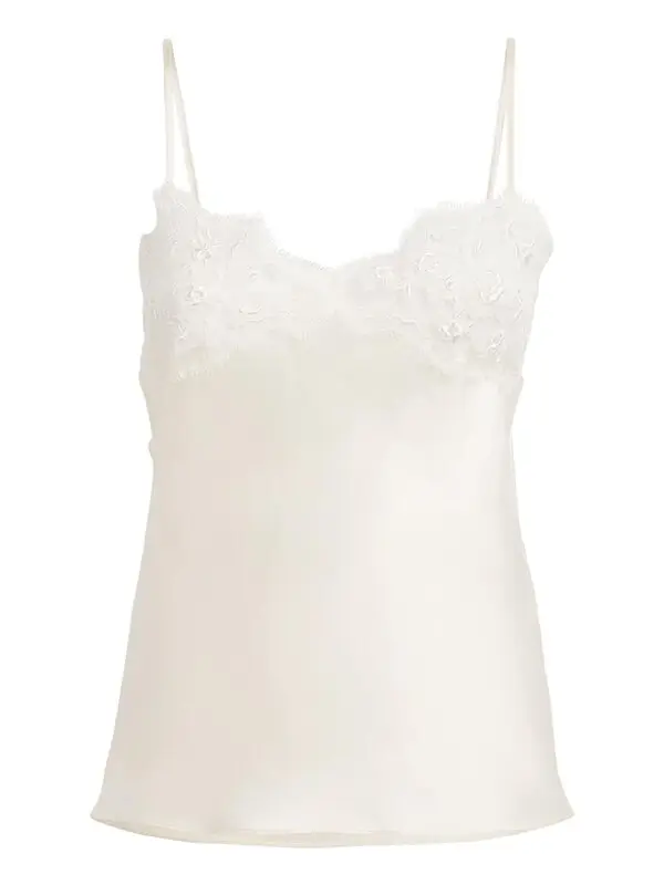 Chloé Silk Lace-trim Cami Top - White