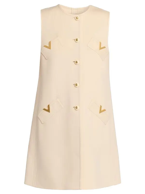 Valentino Garavani V-logo Wool-cashmere Vest Dress - Nude