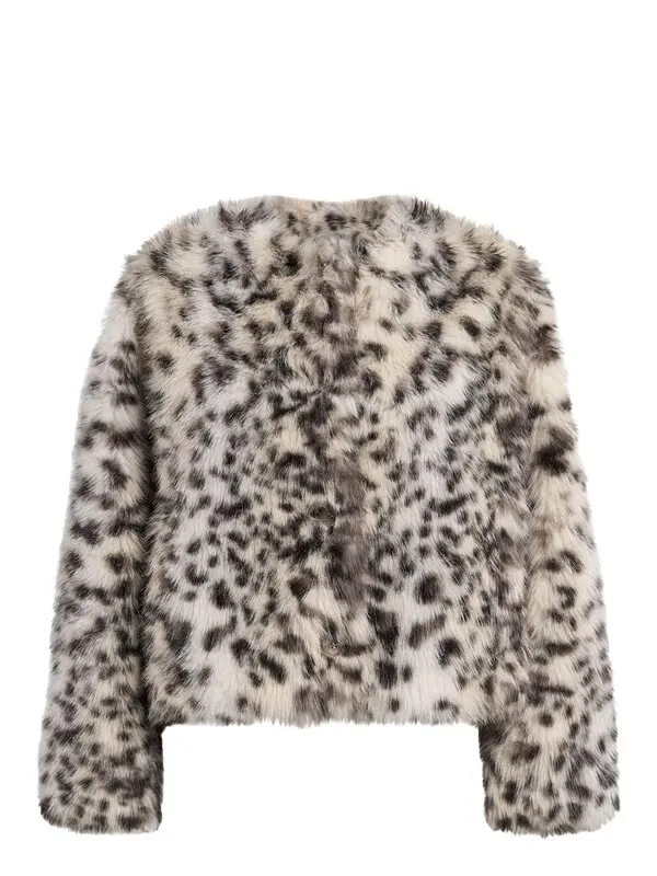 Claudie Pierlot Faux Fur Leopard Print Jacket - Brown