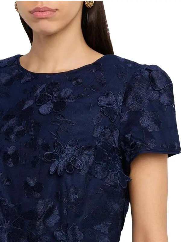 MILLY Daisy Embroidered Mini Dress - Navy