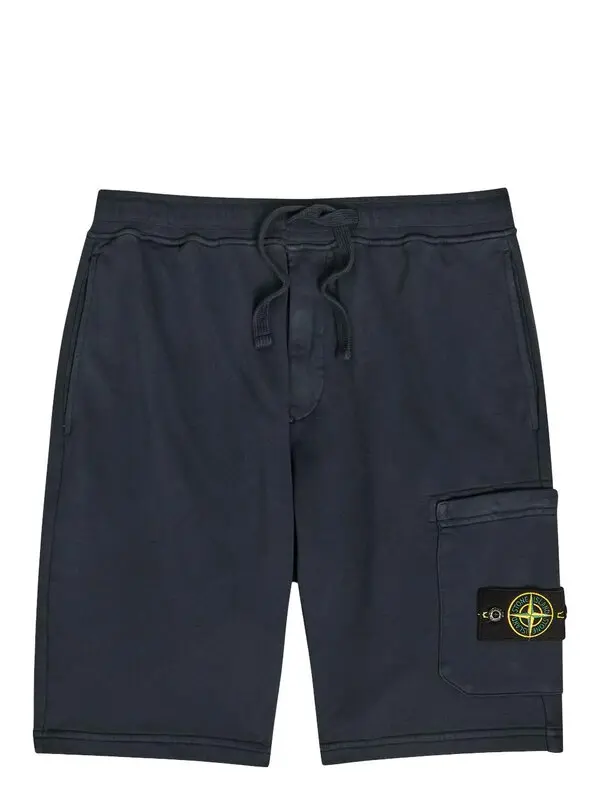 Stone Island Logo Cotton Shorts - Navy