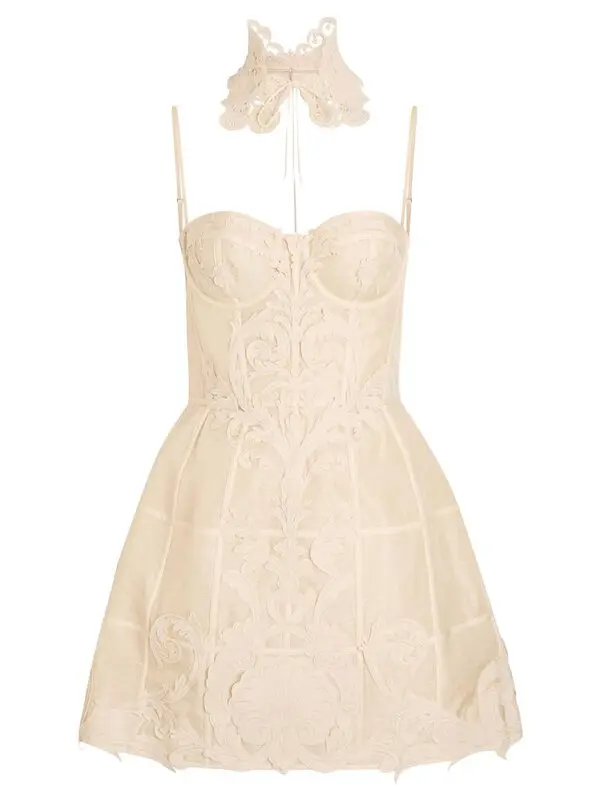 Zimmermann Rebellion Choker-effect Mini Dress - Cream