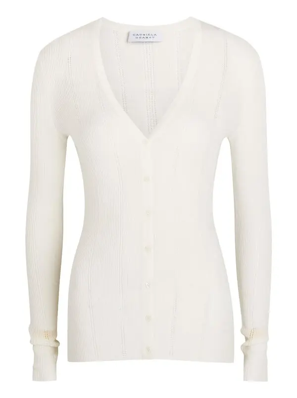 Gabriela Hearst Lillian Pointelle Wool Cardigan - Ivory