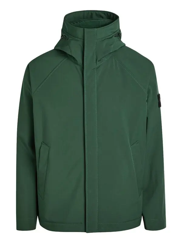 Stone Island Hooded Soft Shell Jacket - Green