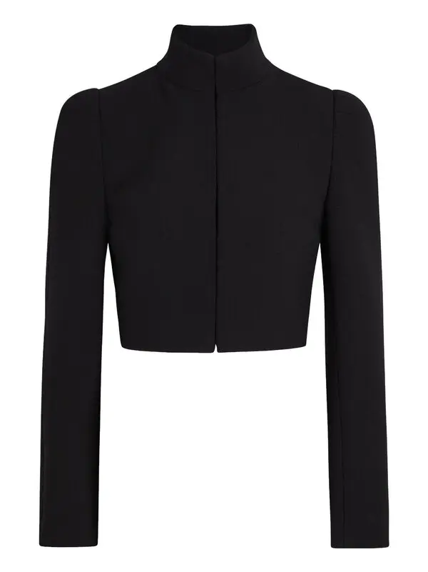 Alaïa Funnel-neck Cavalry Twill Cropped Jacket - Black