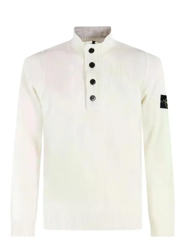 Stone Island Long-sleeved Buttoned Sweater - Neutrals