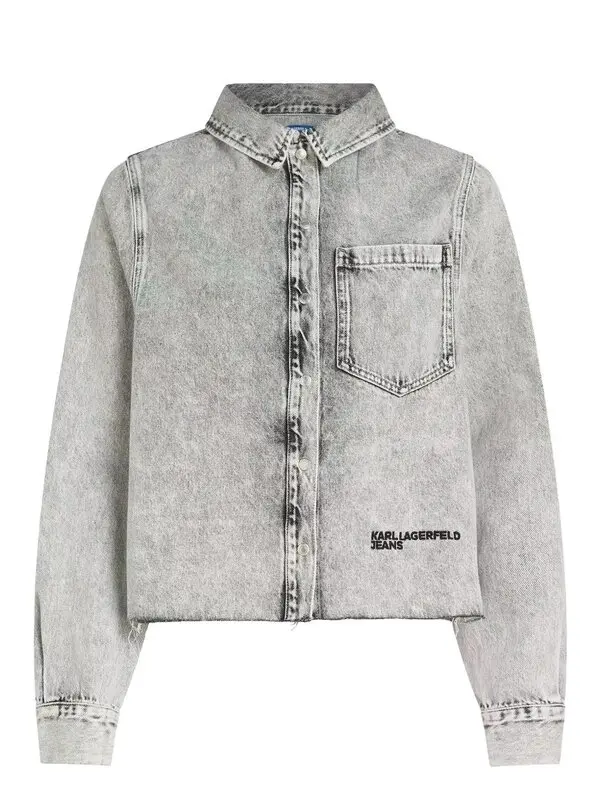 Karl Lagerfeld Bleached Denim Shirt - Grey