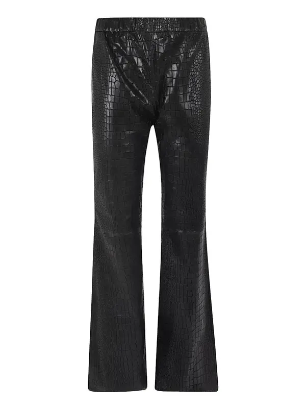 ENES Croc-embossed Flare Trousers - Black