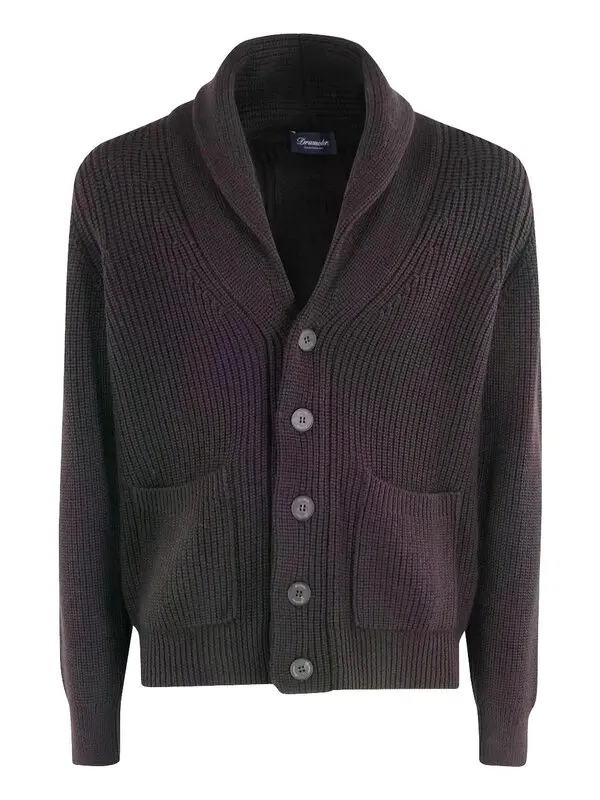 DRUMOHR Buttoned Shawl-collar Cardigan - Brown