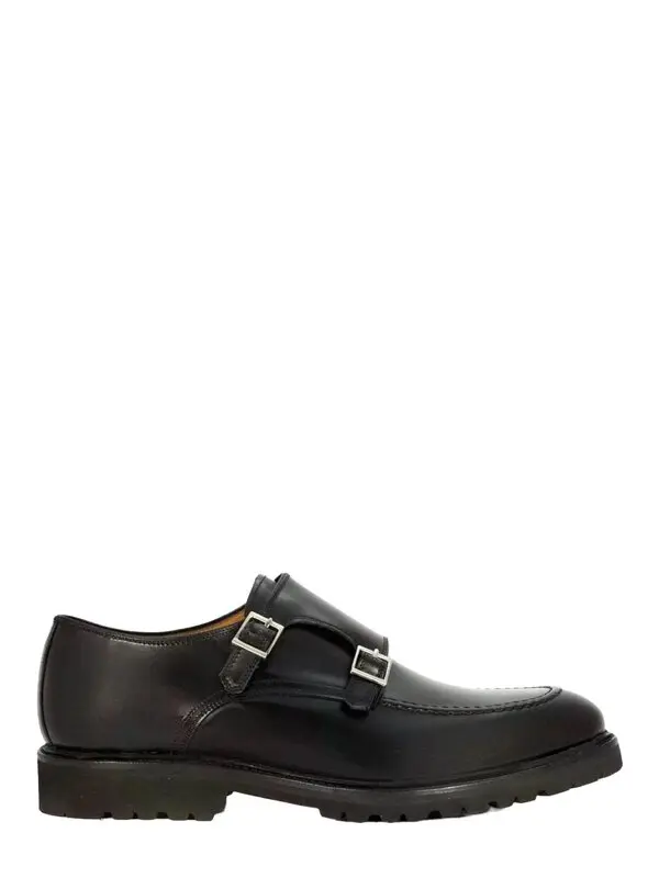 BERWICK 1707 Leather Double Buckle Loafers - Black