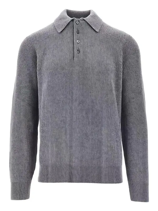 PIACENZA CASHMERE 1733 Ribbed Polo Shirt - Grey