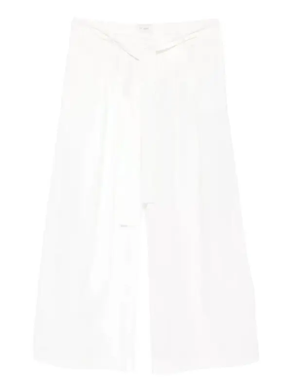 ST. AGNI Wide-leg Belted Trousers - White