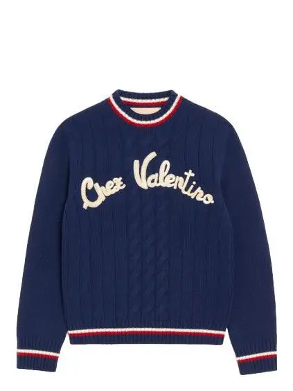 Valentino Garavani Embroidered Wool Jumper - Blue/birch