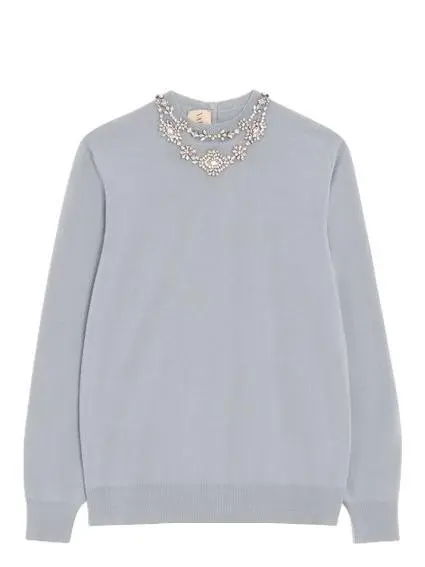 Valentino Garavani Embroidered Wool Jumper - Grey