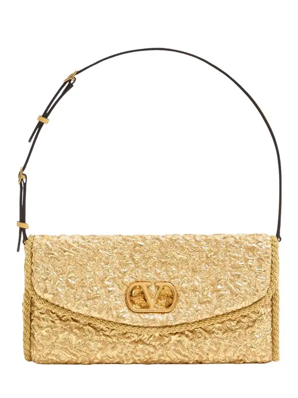 Valentino Garavani Small Shoulder Bag In Cloqué Jacquard Fabric - Gold