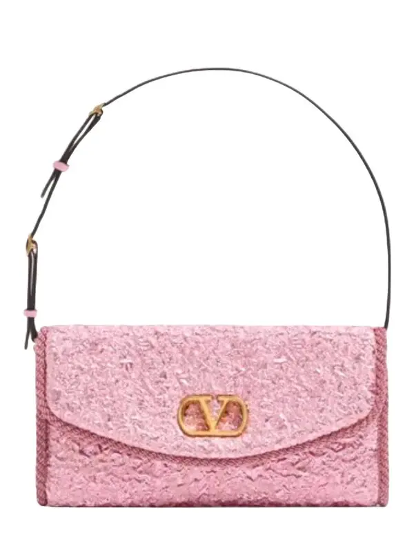 Valentino Garavani Small Shoulder Bag In Cloqué Jacquard Fabric - Pink