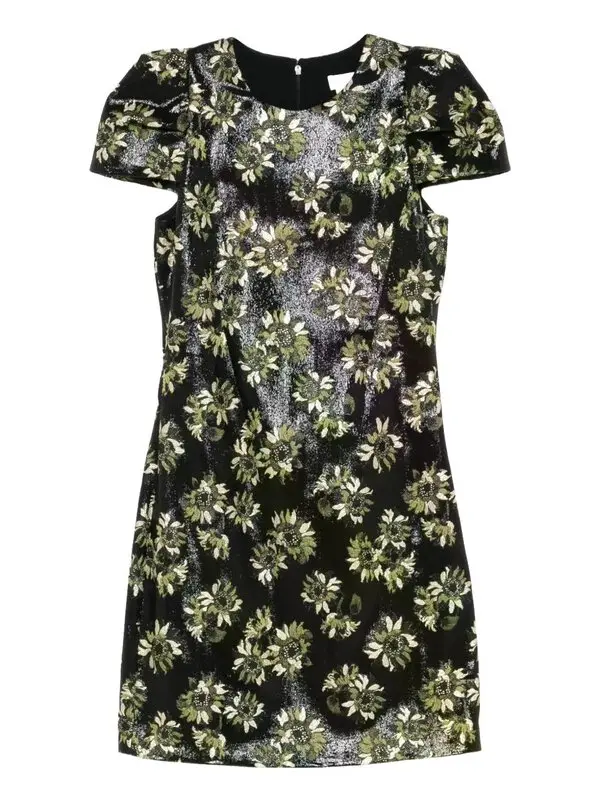 Alexander McQueen Floral Puff-sleeve Dress - Black