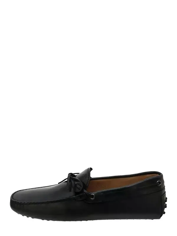 TOD'S Leather Boat Shoes With Bow Detailing - Black