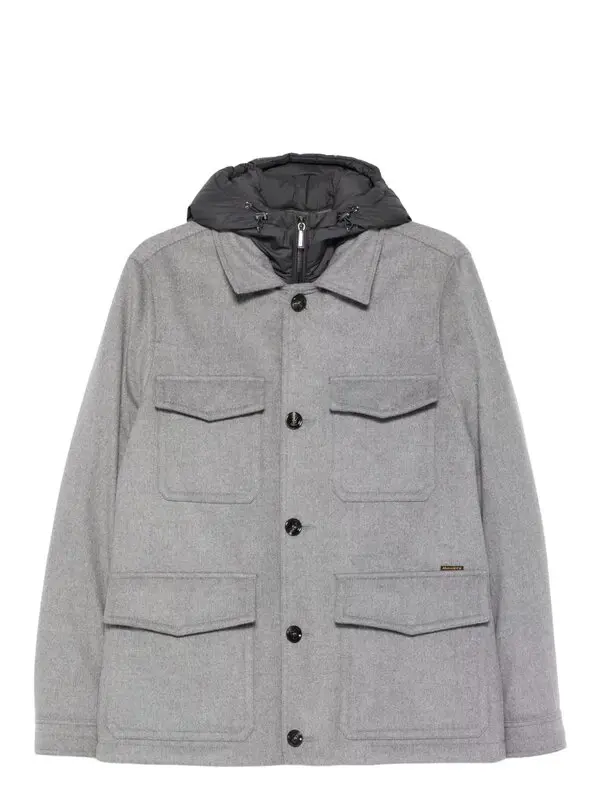 MOORER Long Sleeve Hooded Jacket - Grey