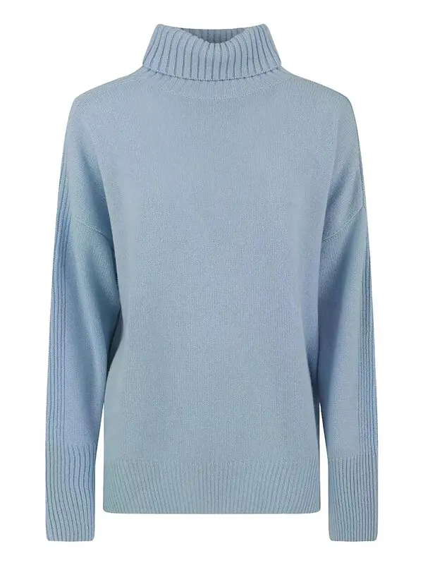 ALLUDE Roll-neck Ribbed Knitwear - Blue