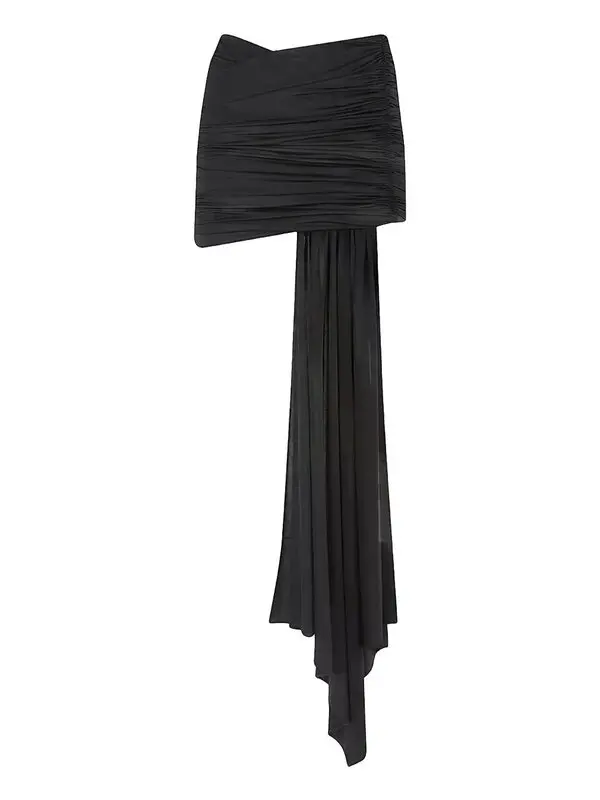 Andamane Ruched Drape Skirt - Black