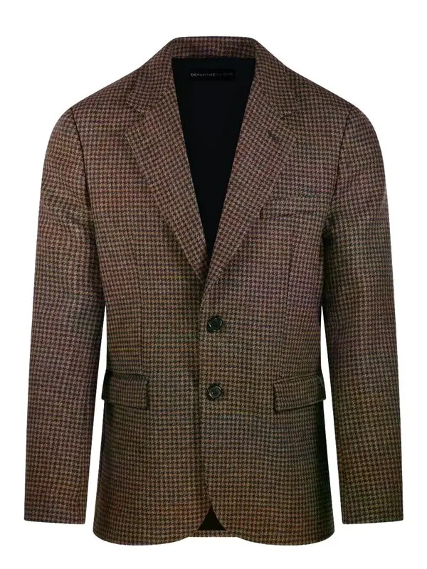 DEPARTMENT 5 Single-breasted Houndstooth Blazer - Brown