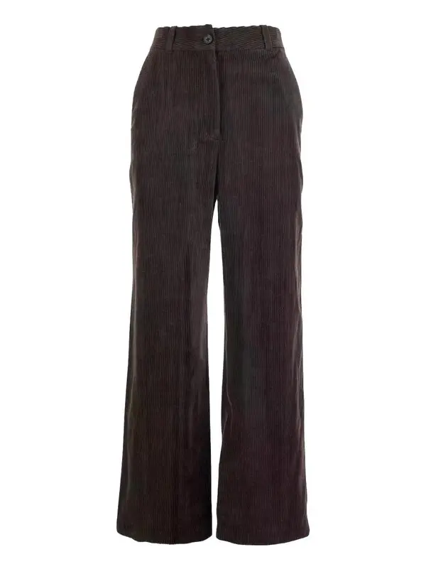 DUNST Corduroy Wide-leg Trousers - Brown