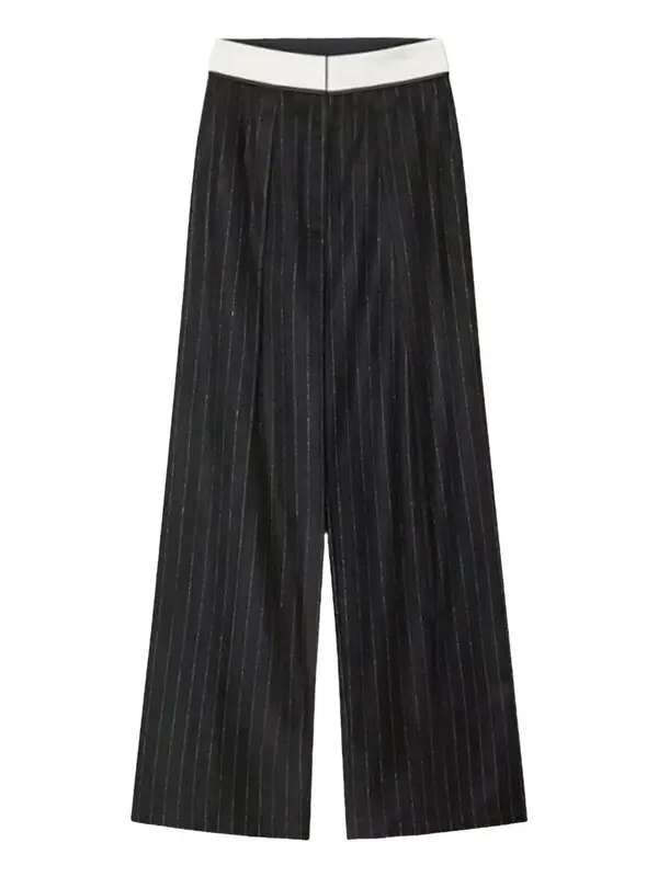 FORTE_FORTE Pinstripe Trousers - Black