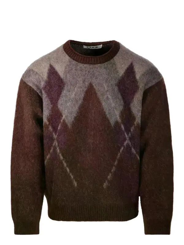 COOR Argyle-pattern Crew-neck Sweater - Brown