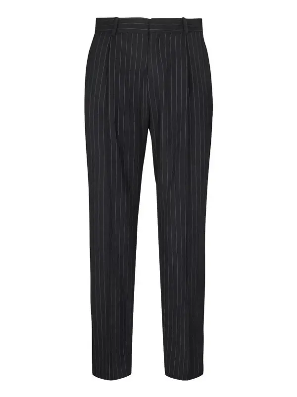Balmain Pinstripe Wool-blend Trousers - Black