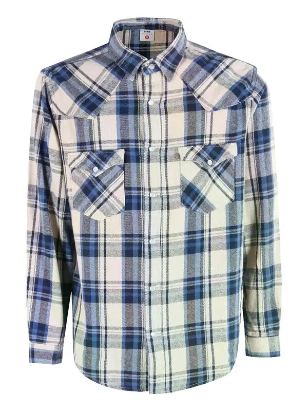 Edwin Checked-pattern Pocket Shirt - Neutrals