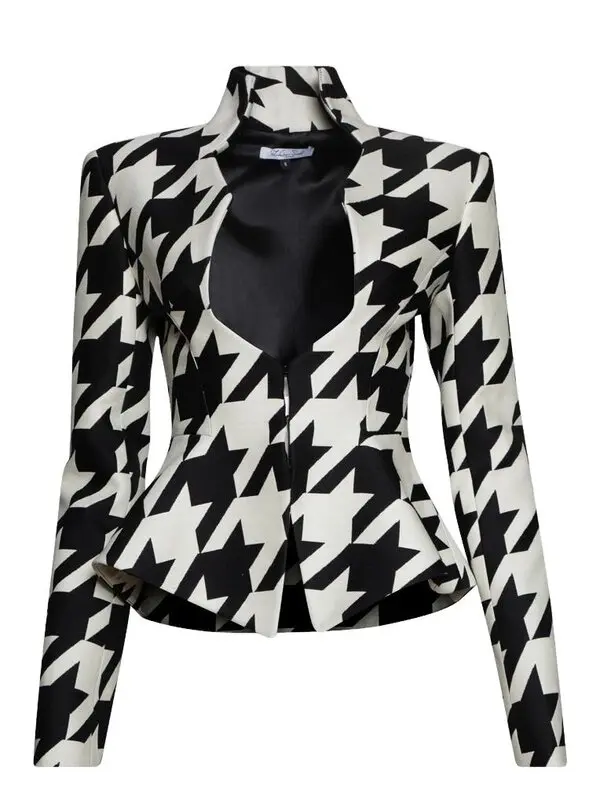 LAQUAN SMITH Houndstooth Peplum Blazer - Multi
