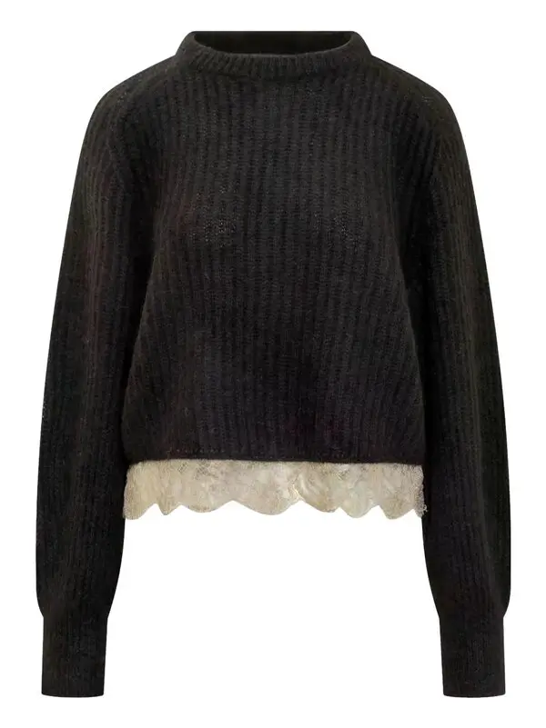 Fabiana Filippi Lace-trimmed Knitted Sweater - Black