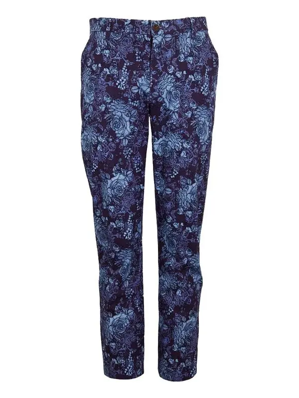 LORDS OF HARLECH Caspian Stretch Cotton Chino Pant - Roma Floral Plum