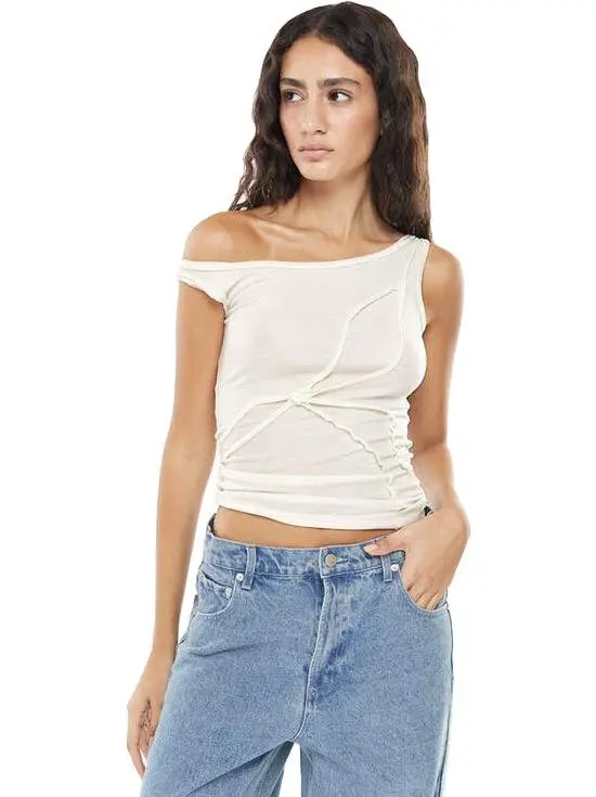 MOTHER OF ALL Off-the-shoulder Top With Seam Details - White