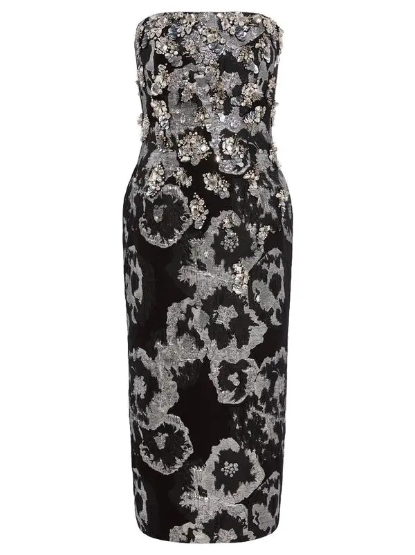 Jenny Packham Floral-print Embellished Midi Dress - Liquorice