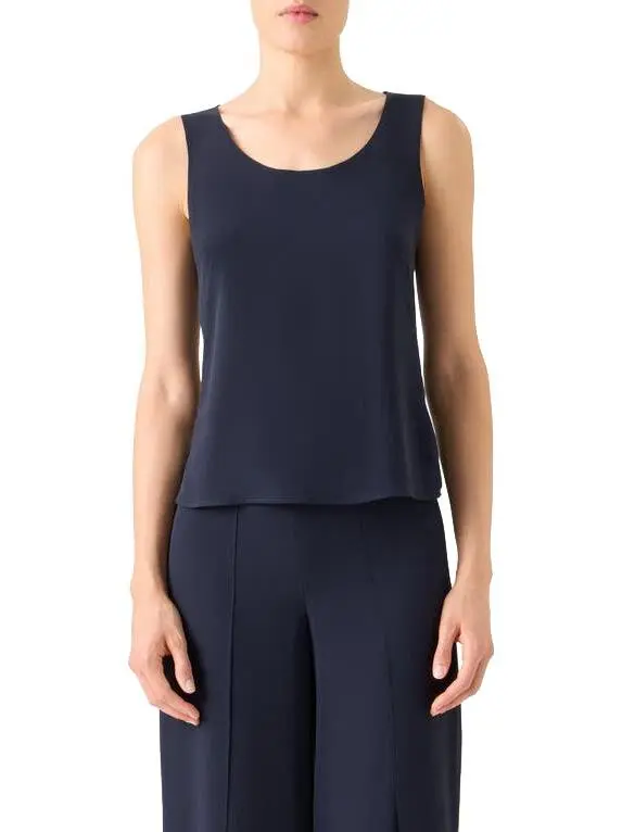 Akris Scoop Neck Silk Tank - Navy
