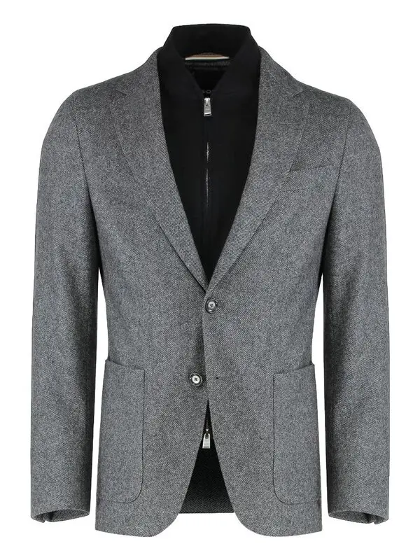 BOSS Slim Fit Jacket With Integrated Bib - Grey