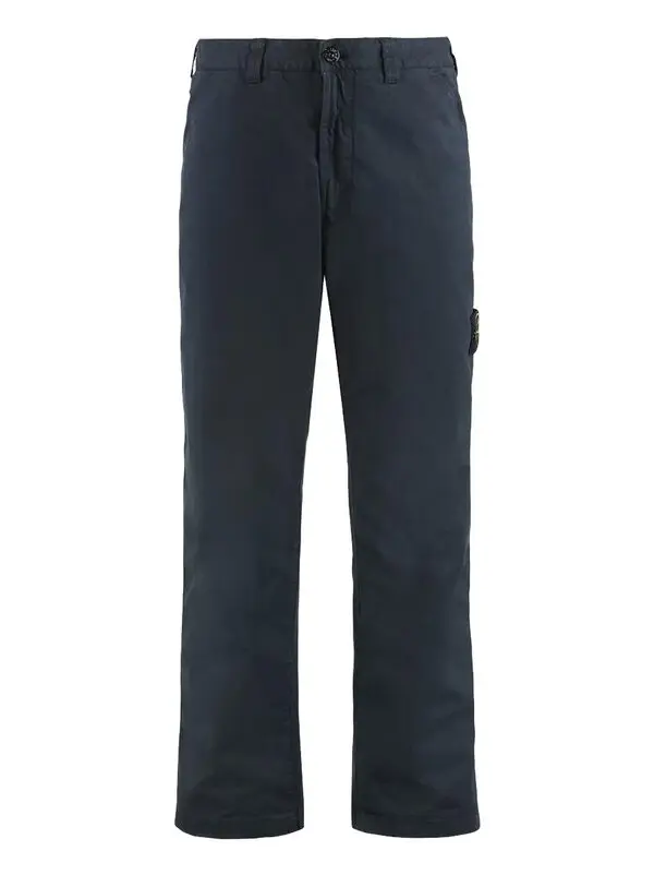 Stone Island Cargo Pants In Cotton Twill - Blue