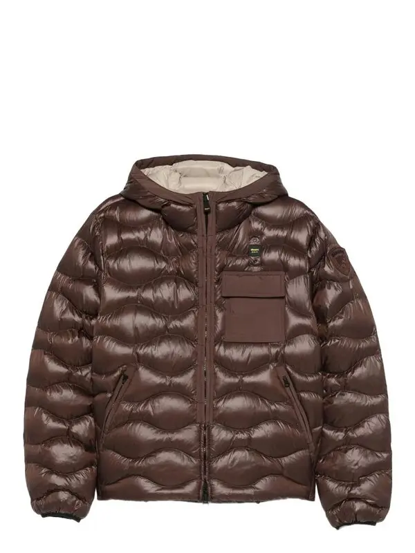 BLAUER. Zip-up Hooded Down Jacket - Brown