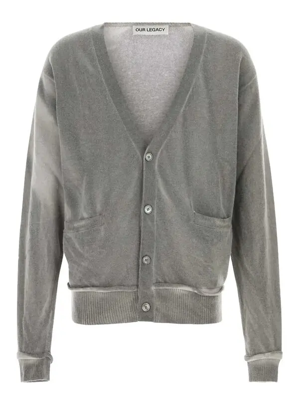 Our Legacy Parallel Cardigan - Grey Spray Dye Cherub Wool