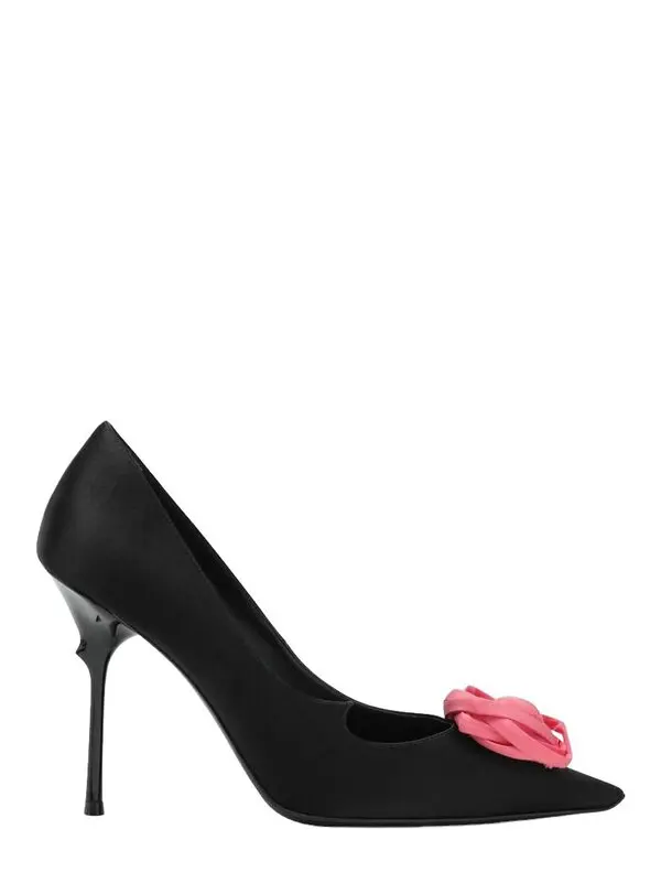 ROGER VIVIER Satin Pumps With Rose - Black