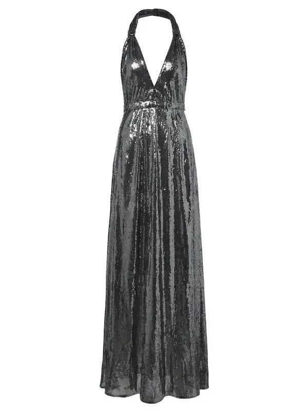 Dolce & Gabbana Sequined Halterneck Gown - Silver