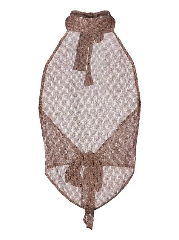 Missoni Open-knit Lamé Halterneck Top - Brown