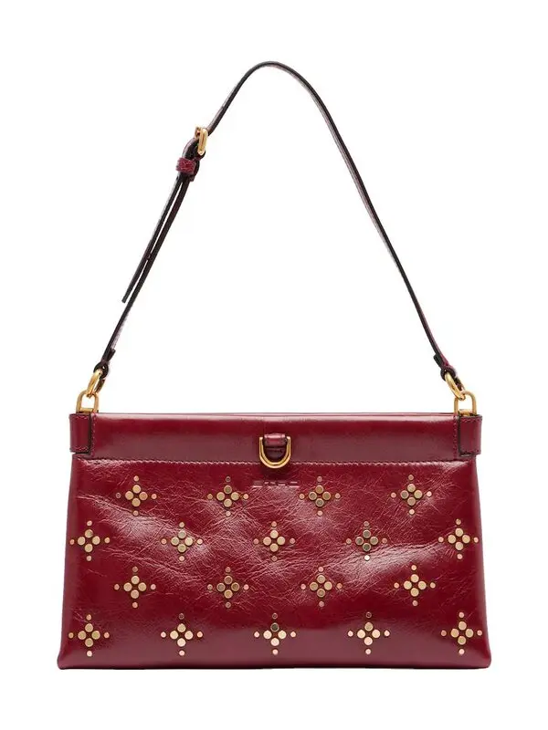 Etro Studded Leather Talk Xs Clutch - Burgundy