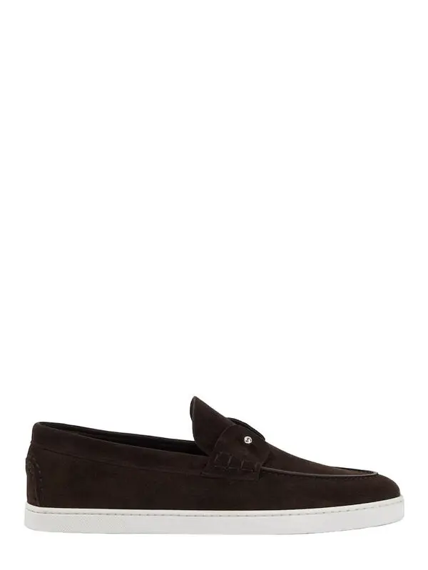 CHRISTIAN LOUBOUTIN Chambeliboat Suede Slip-on Loafers - Brown
