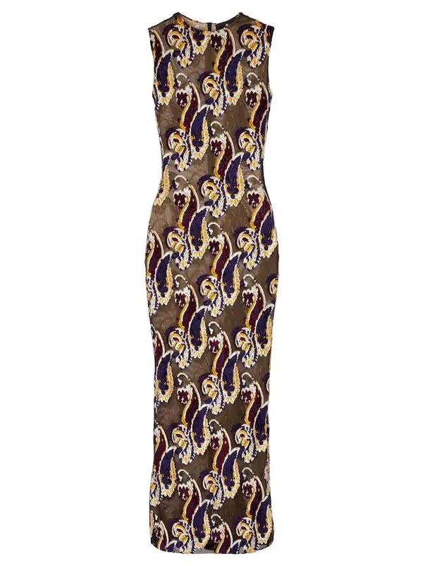 Etro Paisley Semi-sheer Midi Dress - Multicoloured